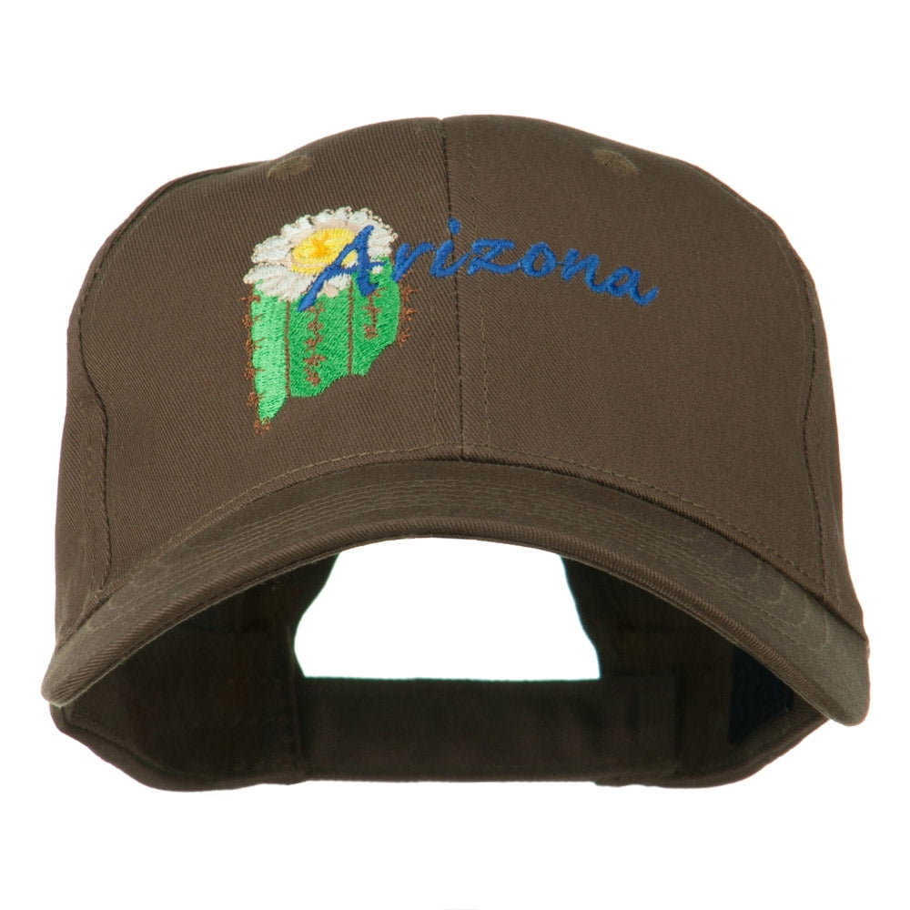 USA State Arizona Flower Embroidered Low Profile Cotton Cap - Brown ...