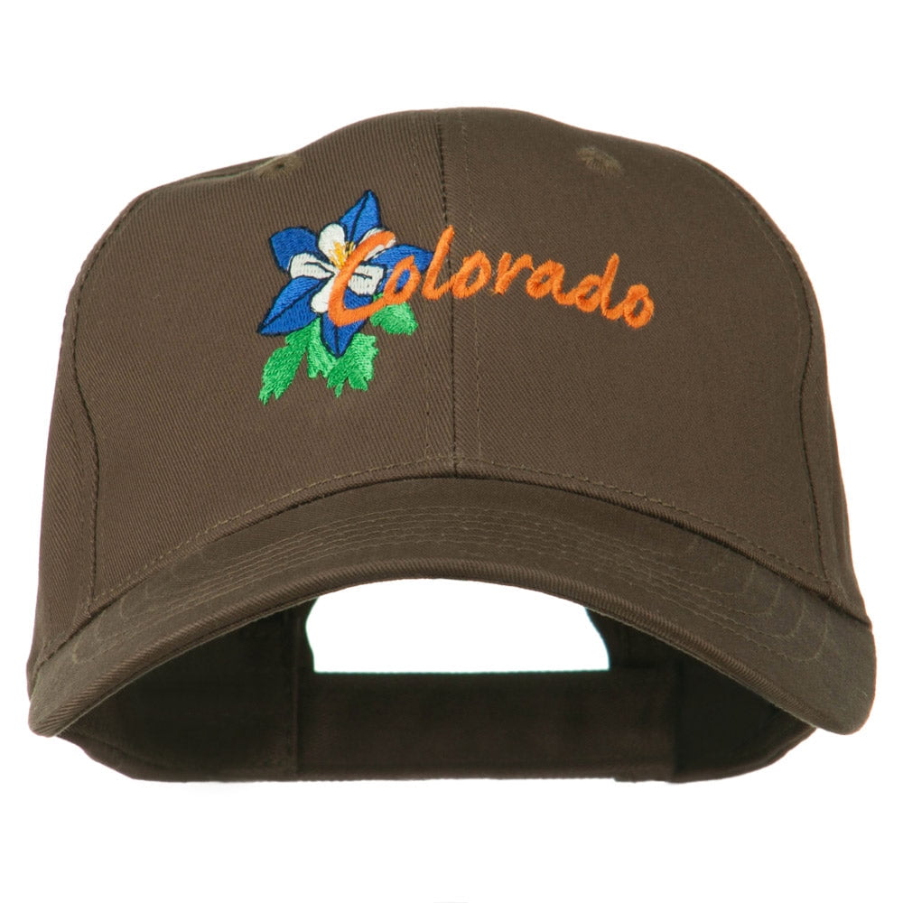 USA State Colorado Columbine Embroidered Low Profile Cotton Cap - Brown ...