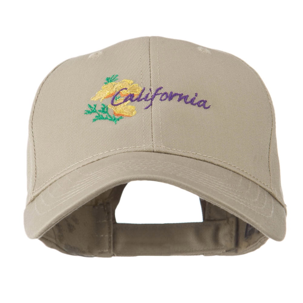 USA State Flower California Poppy Embroidery Cap - Khaki OSFM - Walmart.com