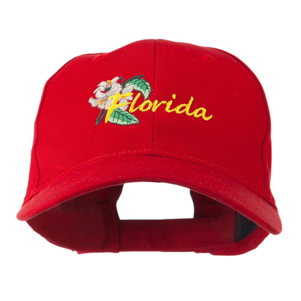 USA State Flower Florida Orange Blossom Embroidery Cap - Red OSFM ...