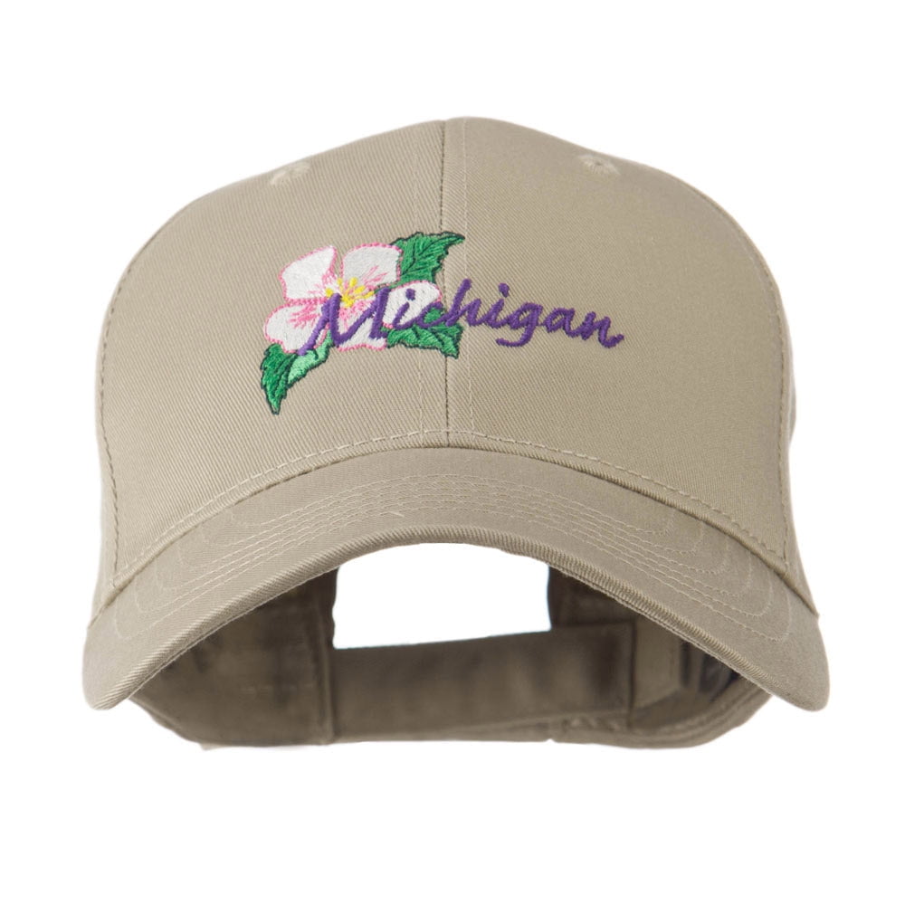 USA State Flower Michigan Apple Blossom Embroidered Cap - Khaki OSFM ...