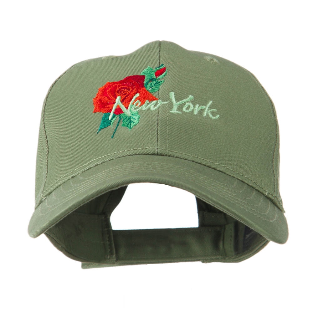 USA State Flower New York Rose Embroidery Cap - Olive OSFM - Walmart.com