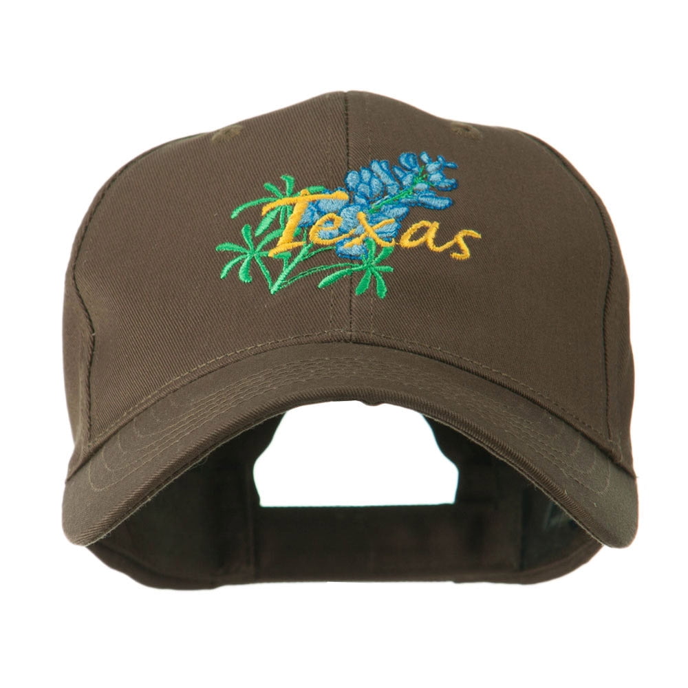 USA State Flower Texas Bluebonnet Embroidered Cap - Brown OSFM ...