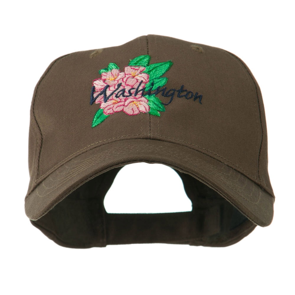 USA State Flower Washington Rhododendron Embroidered Cap - Brown OSFM ...