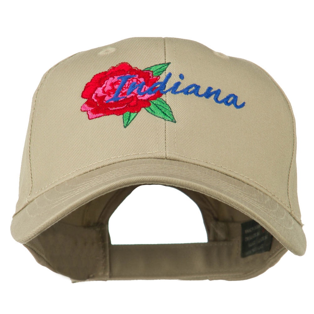 USA State Indiana Flower Peony Embroidered Low Cotton Cap - Khaki OSFM ...