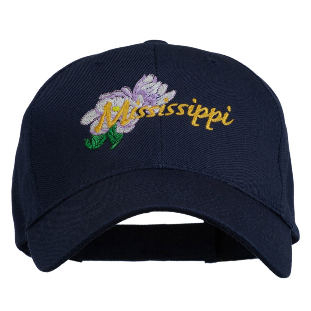 USA State Mississippi Flower Southern Magnolia Embroidery Cap - Navy ...