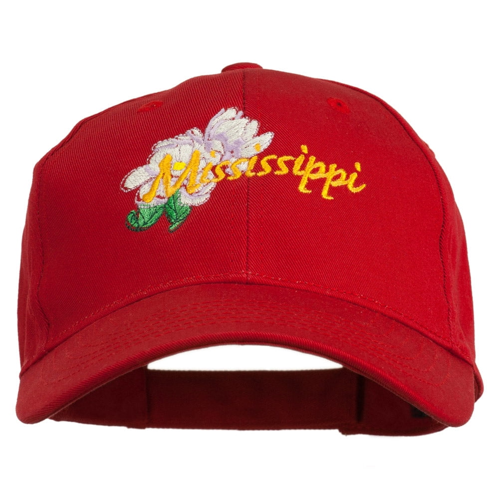USA State Mississippi Flower Southern Magnolia Embroidery Cap - Red ...