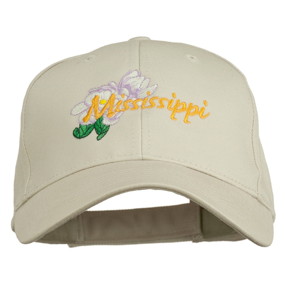 USA State Mississippi Flower Southern Magnolia Embroidery Cap - Stone ...