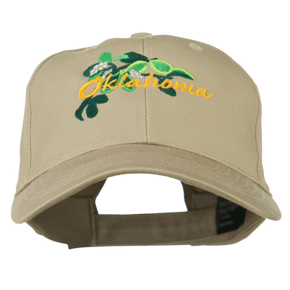 USA State Oklahoma Mistletoe Embroidered Low Profile Cap - Khaki OSFM ...