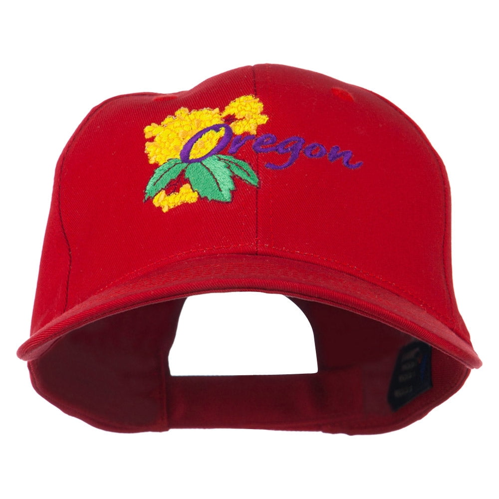USA State Oregon Flowers Embroidered Low Profile Cap - Red OSFM ...