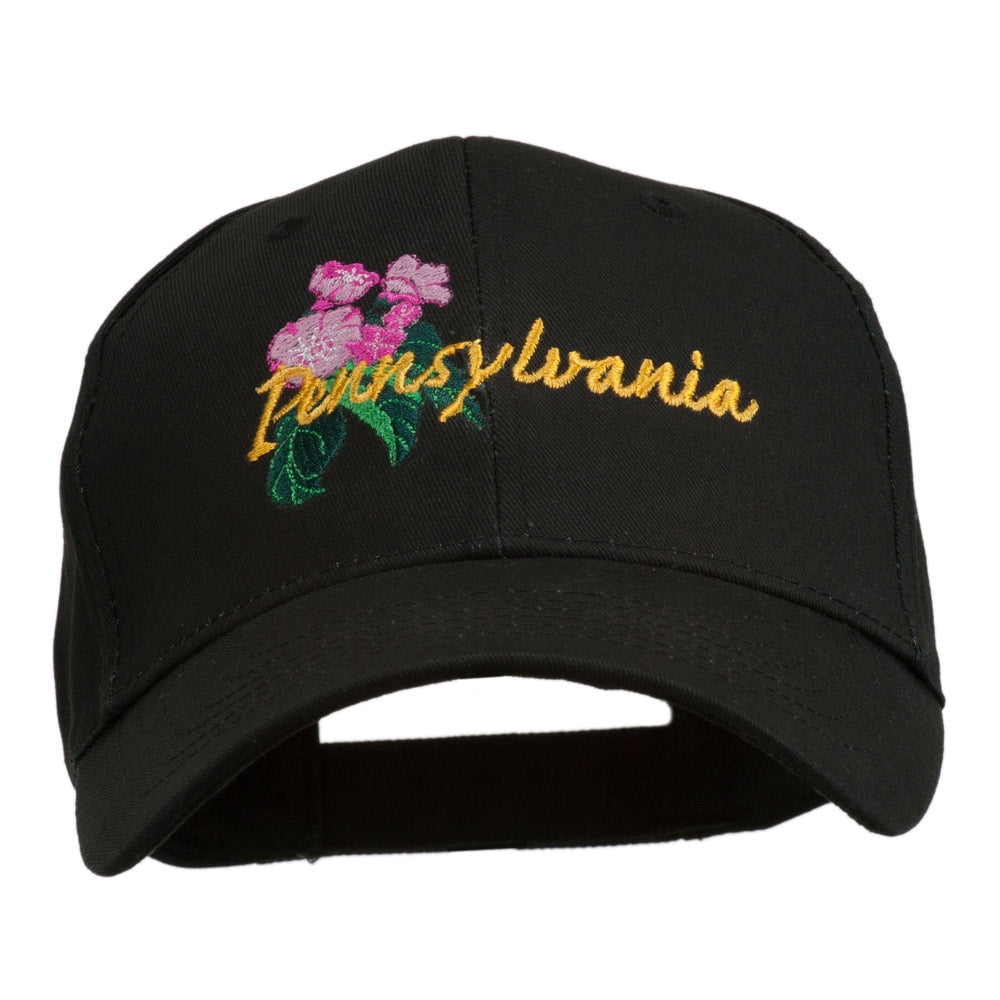 USA State Pennsylvania Flowers Embroidered Cotton Cap - Black OSFM ...