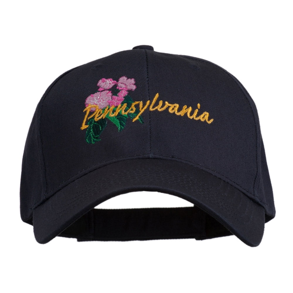 USA State Pennsylvania Flowers Embroidered Cotton Cap - Navy OSFM ...