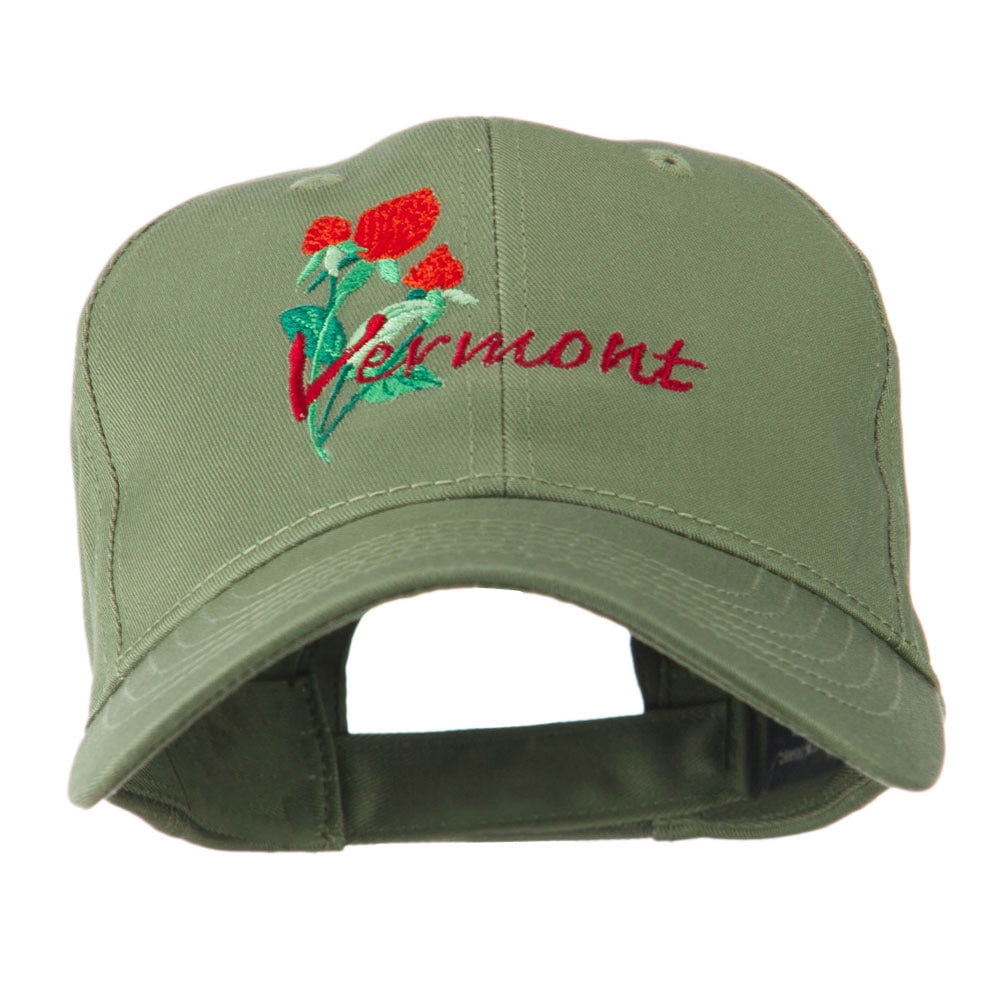 USA State Vermont Red Clover Embroidery Cap - Olive OSFM - Walmart.com