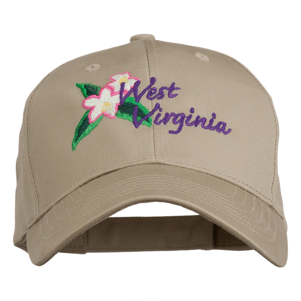 USA State West Virginia Flower Embroidered Low Profile Cap - Khaki OSFM ...