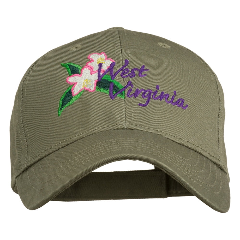 USA State West Virginia Flower Embroidered Low Profile Cap - Olive OSFM ...