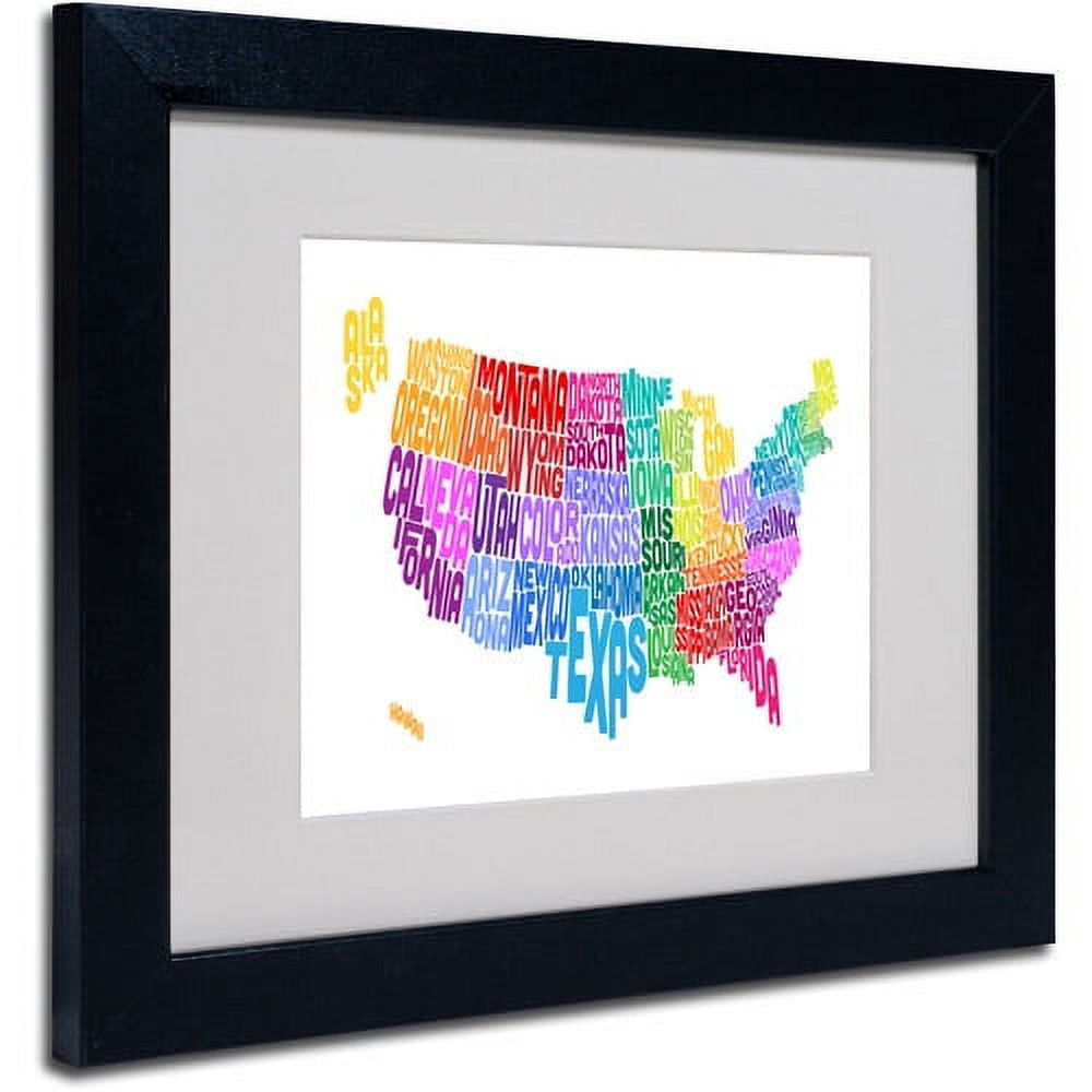 Michael Tompsett USA States Txt Map 3 - Quality Framed Art - Walmart.com