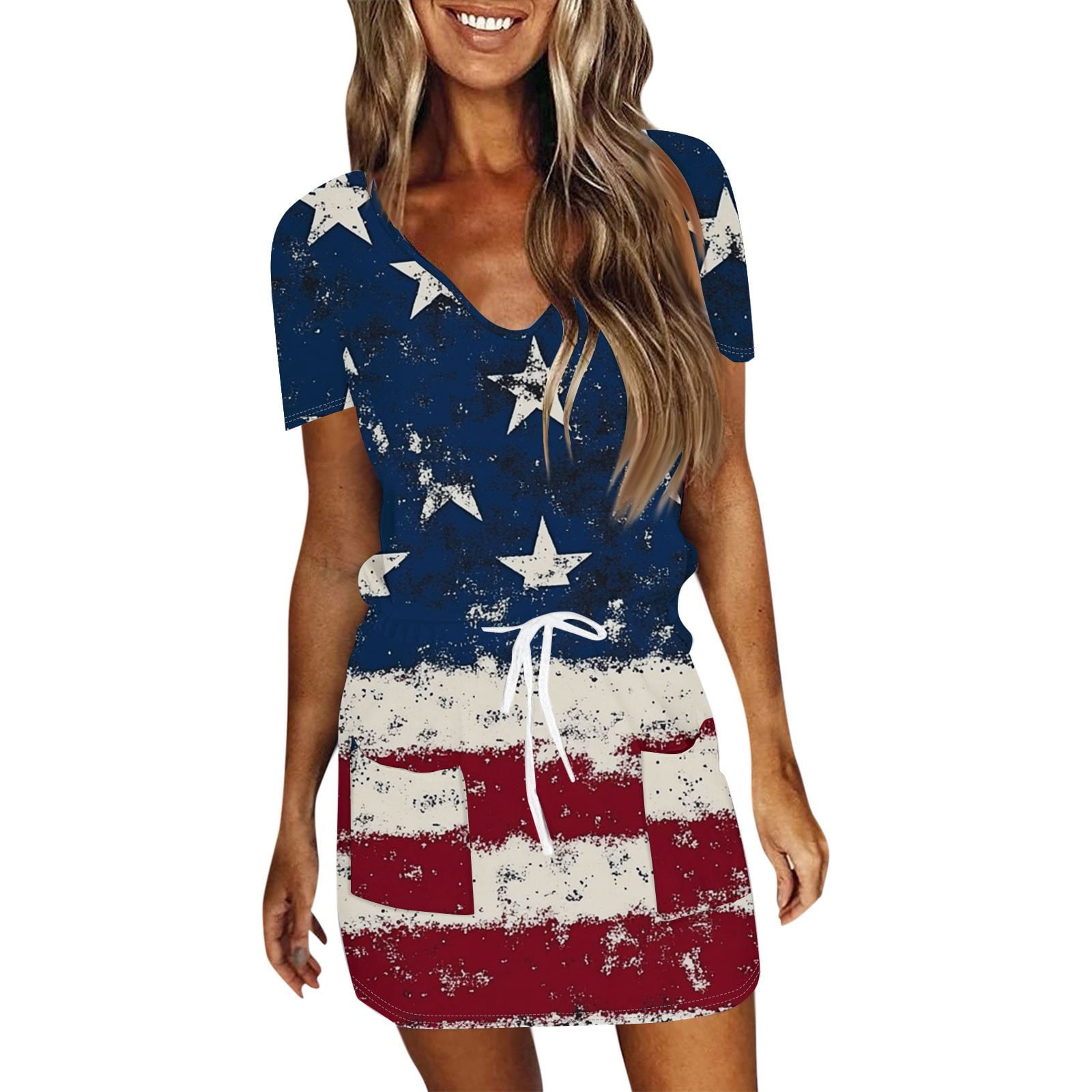 Mlqidk USA Sundress for Women 2025 Patriotic Summer Dresses with ...