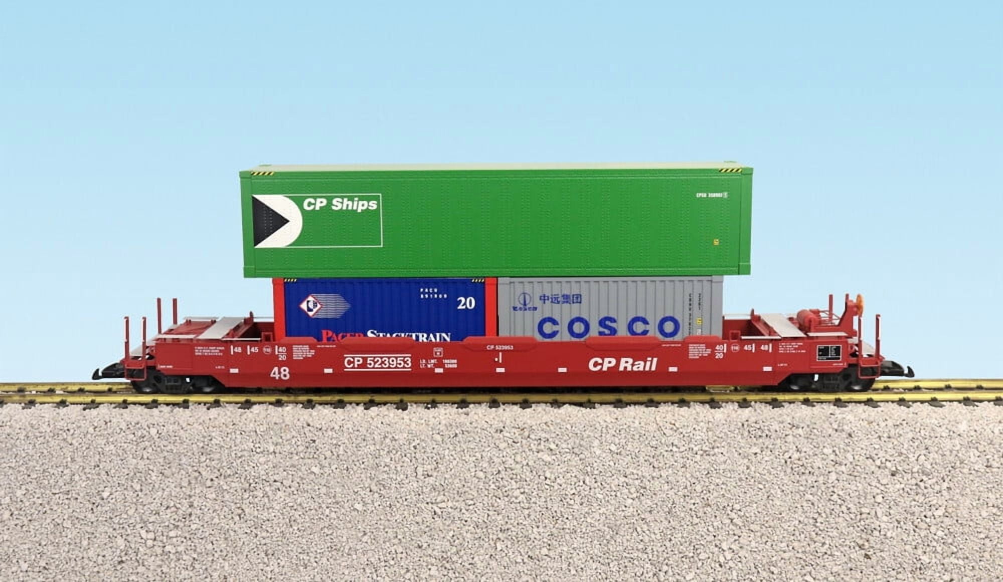 USA TRAINS INTERMODAL FLAT CAR with CONTAINERS - R17122 CP Rail Red #1 - Walmart.com