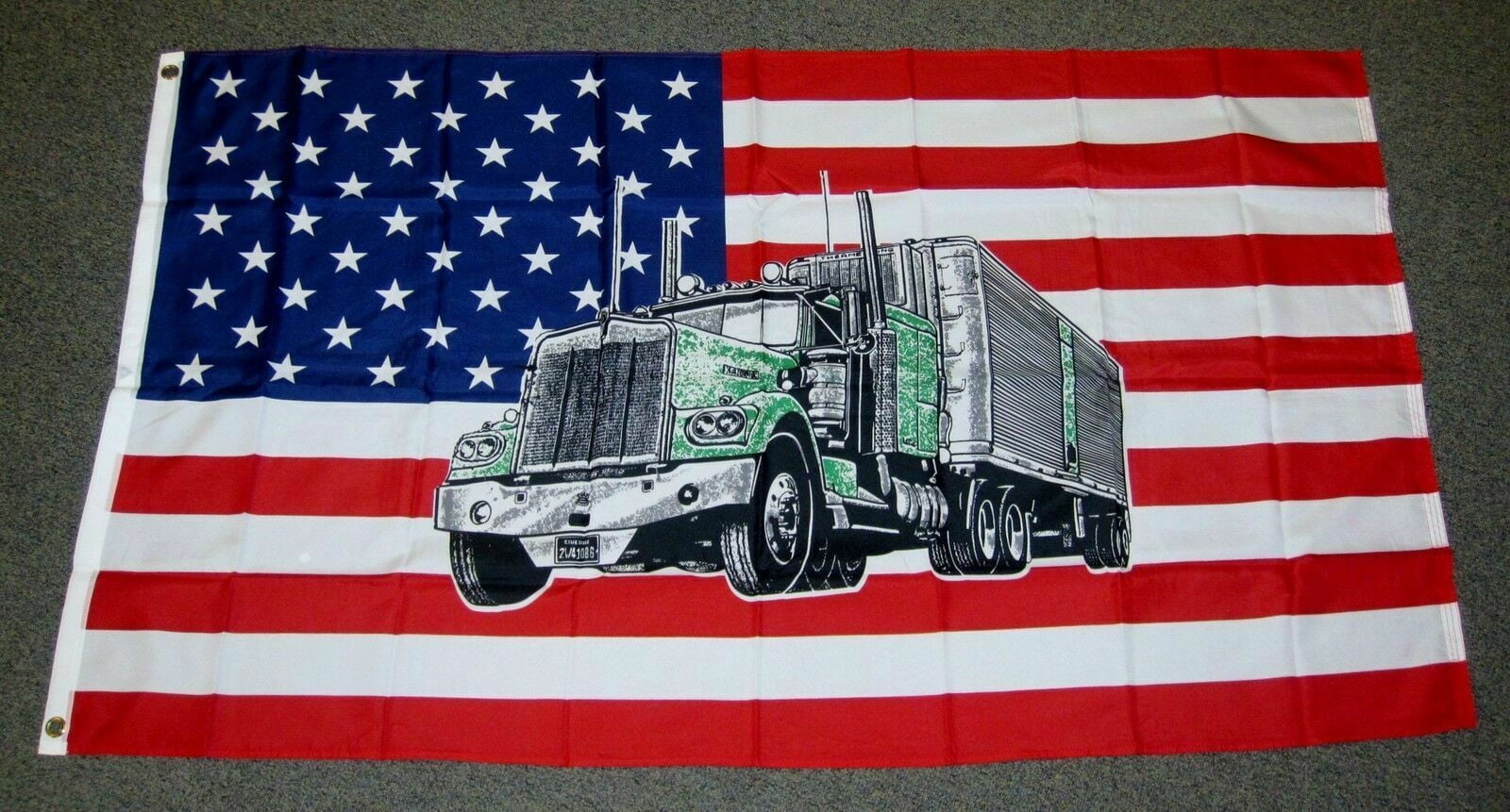 USA TRUCK FLAG 3X5 FEET TRUCKER TRUCKING UNTIED STATES OF AMERICA 3'X5 ...