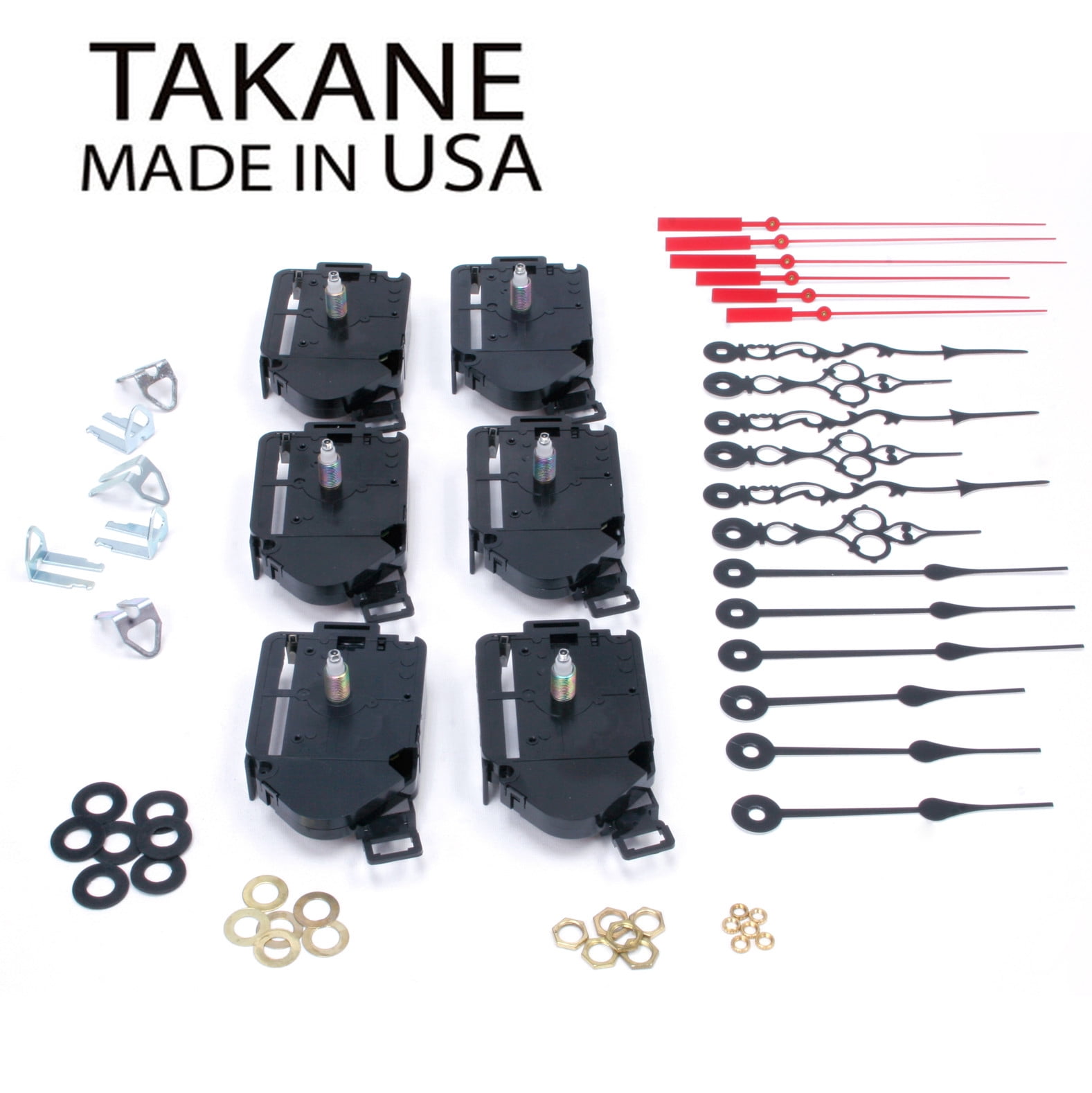 USA Takane Pendulum Clock Movements with Hands, 3/4" Shaft Length (Set ...
