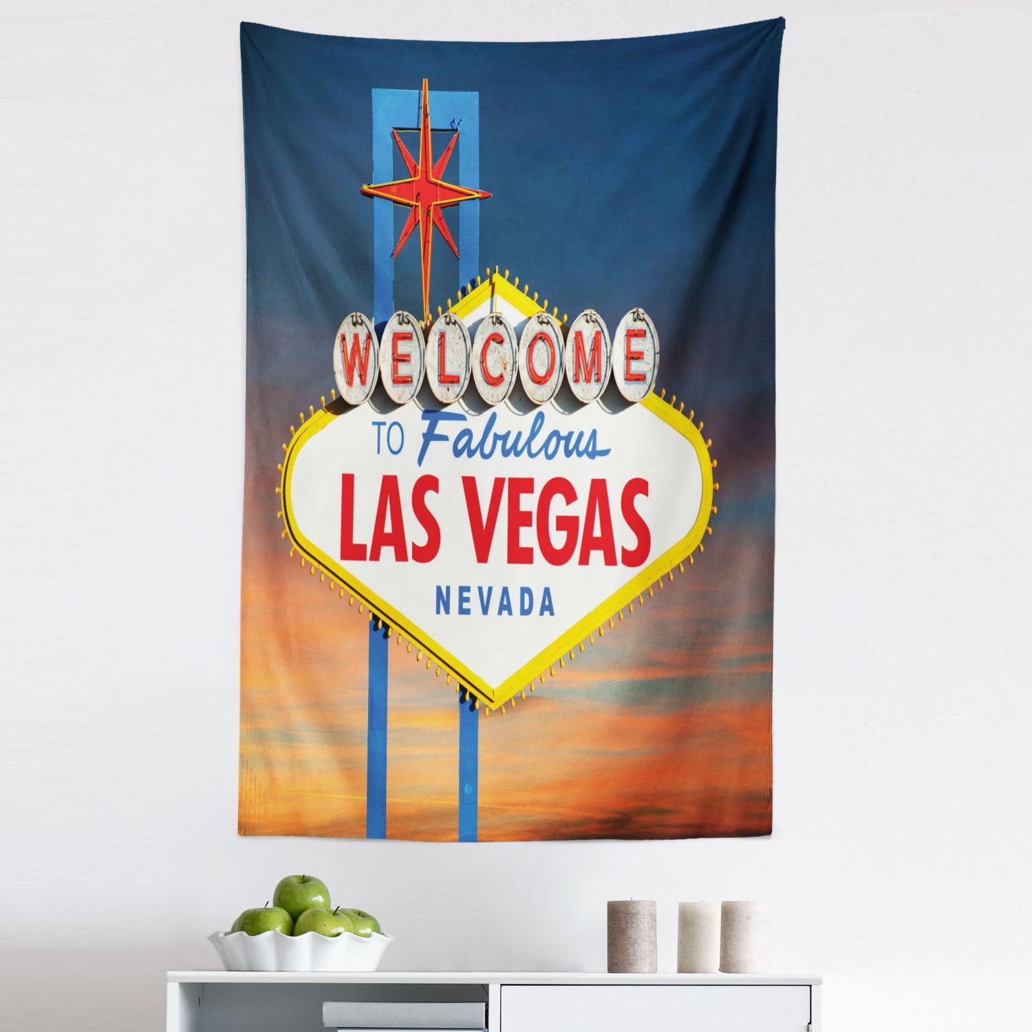 USA Tapestry, Welcome to Fabulous Las Vegas Nevada Sign Detailed ...