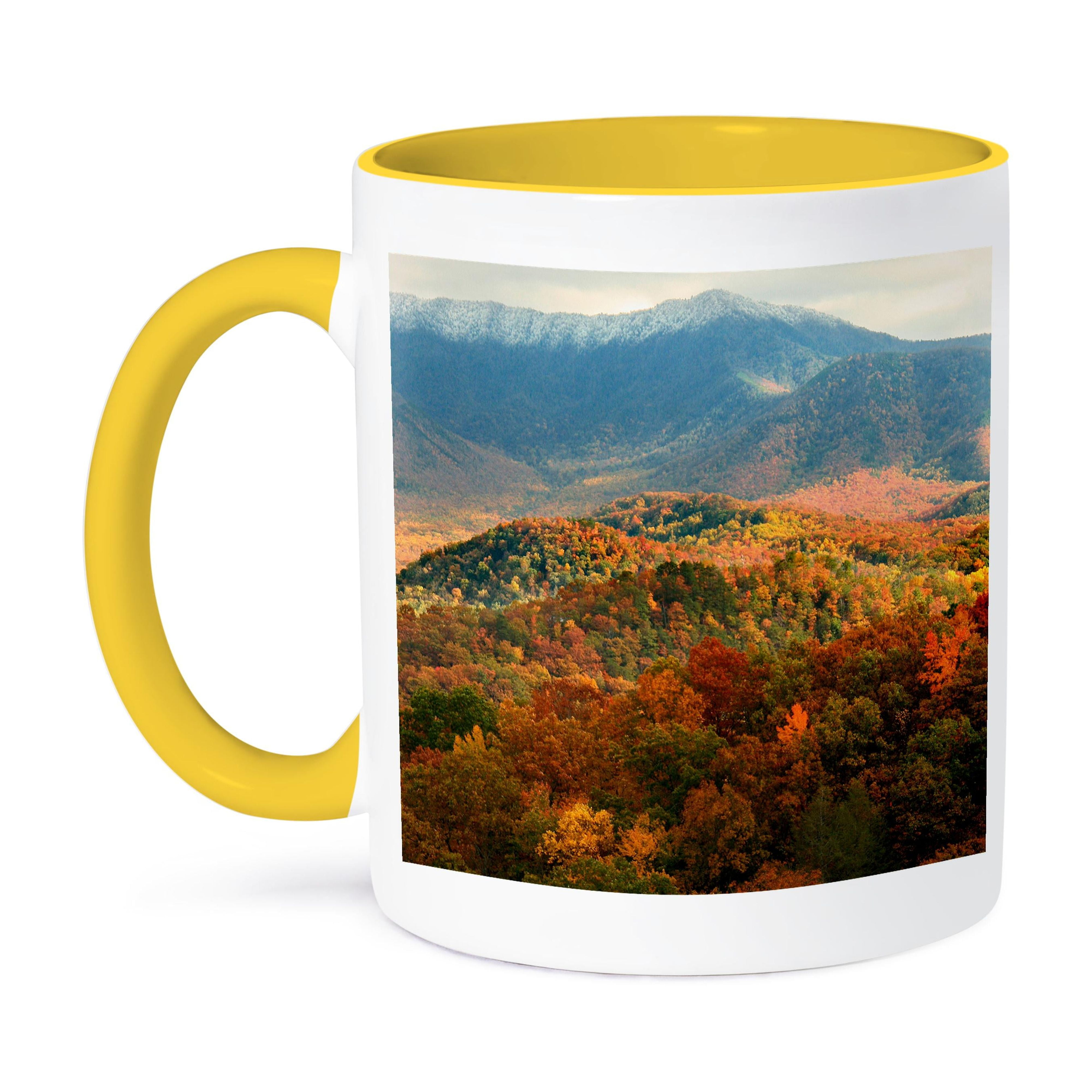 3dRose, USA, Tennessee.Mount LeConte above fall foliage in the valleys ...