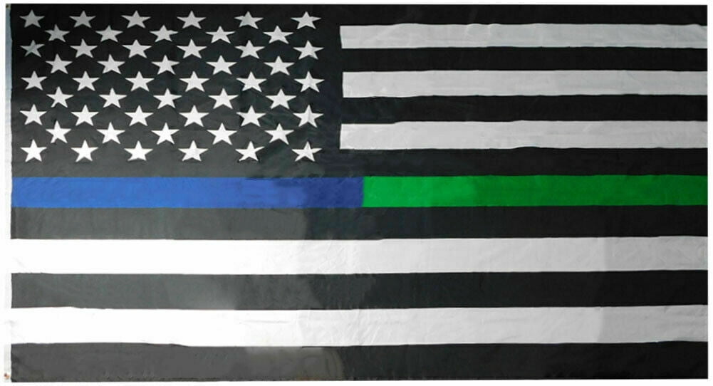USA Thin Blue Green Line Police Military 3x5 3'x5' Woven Poly Nylon ...