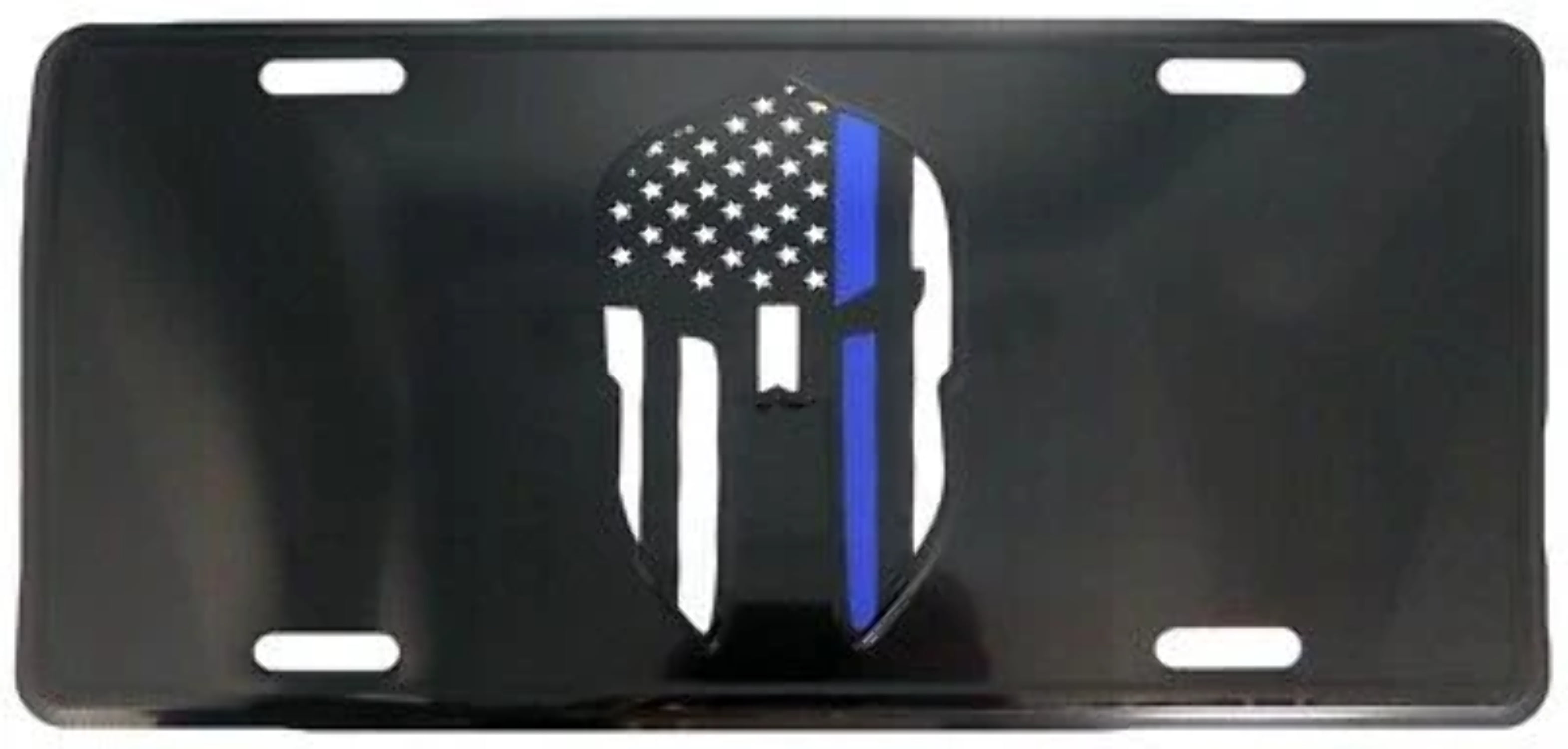 USA Thin Blue Line Police Shield Black Embossed 6"x12" Aluminum License ...