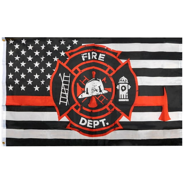 USA Thin Red Line Fire Dept. Memorial 3x5 3'x5' 68D Woven Poly Nylon ...