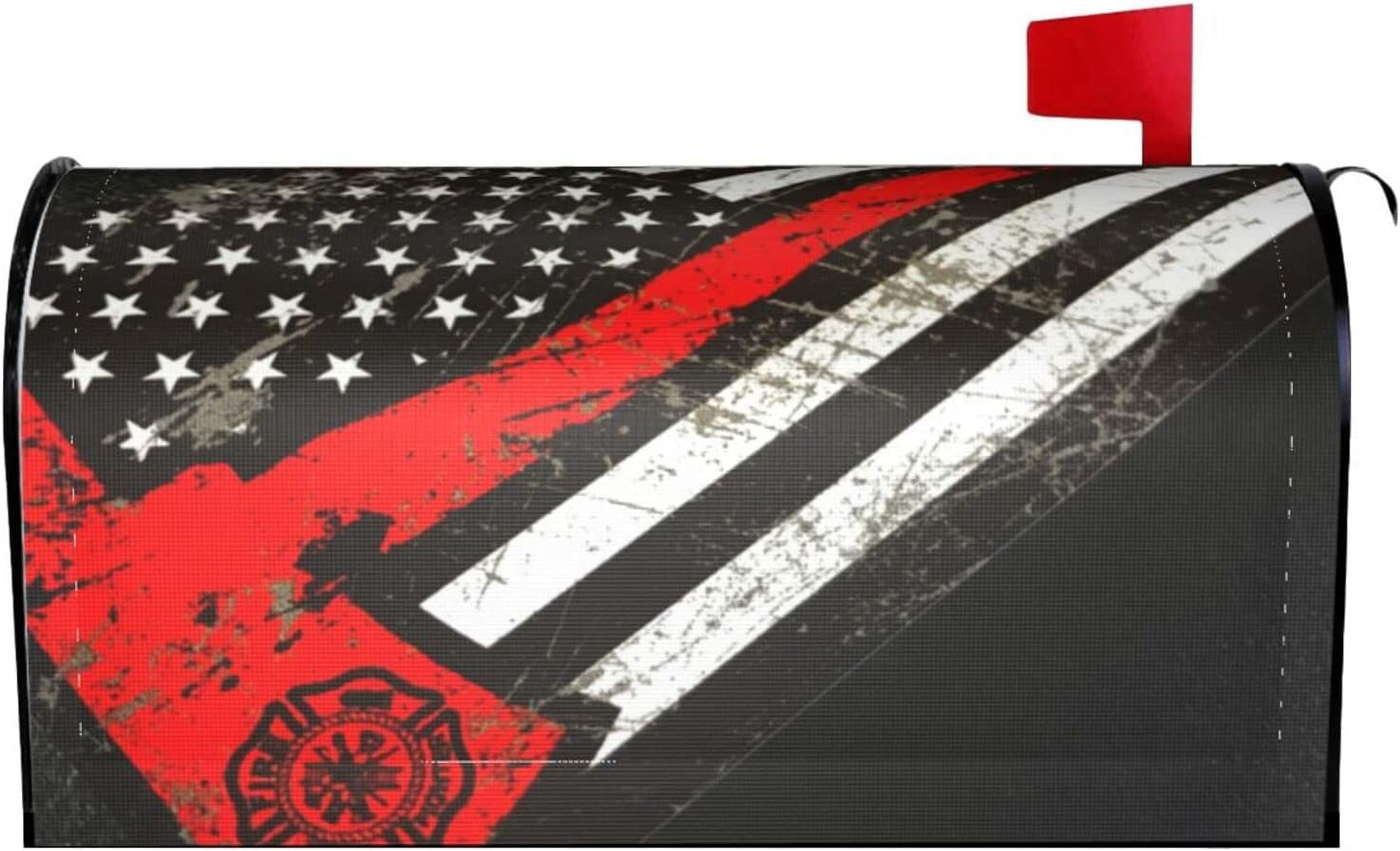 USA Thin Red Line Firefighter Axe Pattern Magnetic Mailbox Cover ...