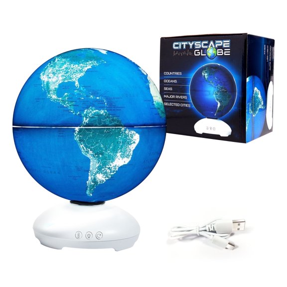 11" Illuminated Globe with Chrome Stand – Rotating Desktop World Map ...