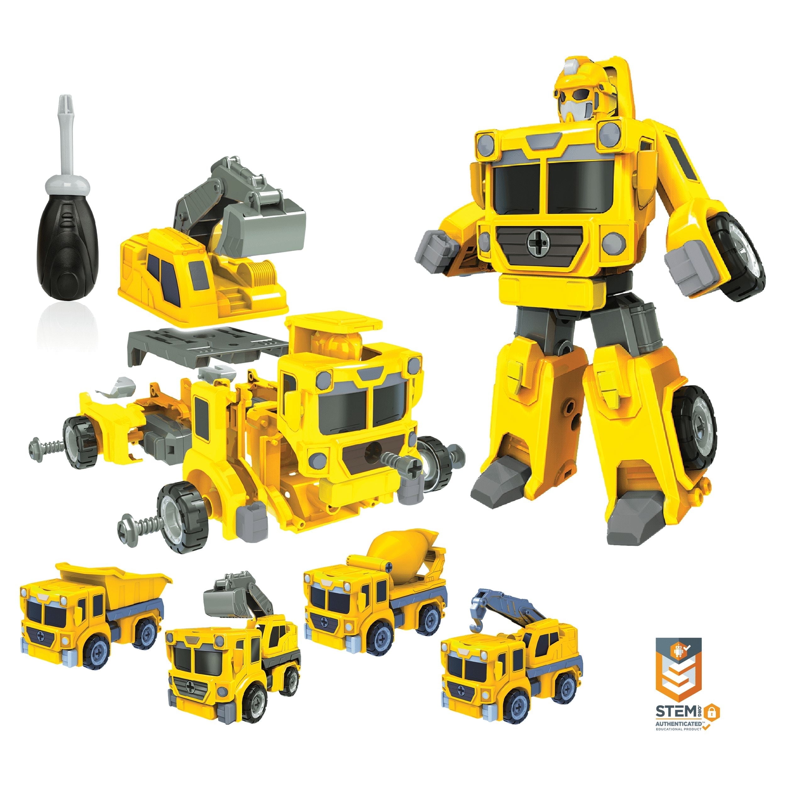 USA Toyz Yellow Truck Bots Construction Truck Transforming Robot Vehicles Toys for Kids Ages 3 ...