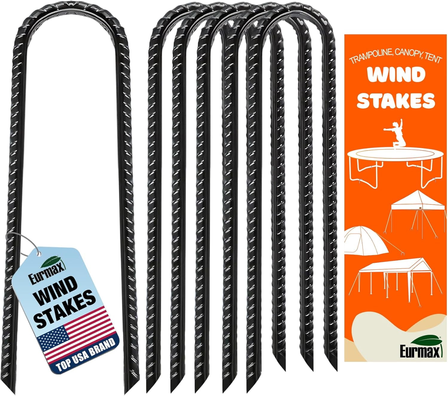 USA Trampolines Stakes Canopy Parts Wind Stake 12 Inch Heavy Duty Stake Safety Ground Anchor ...