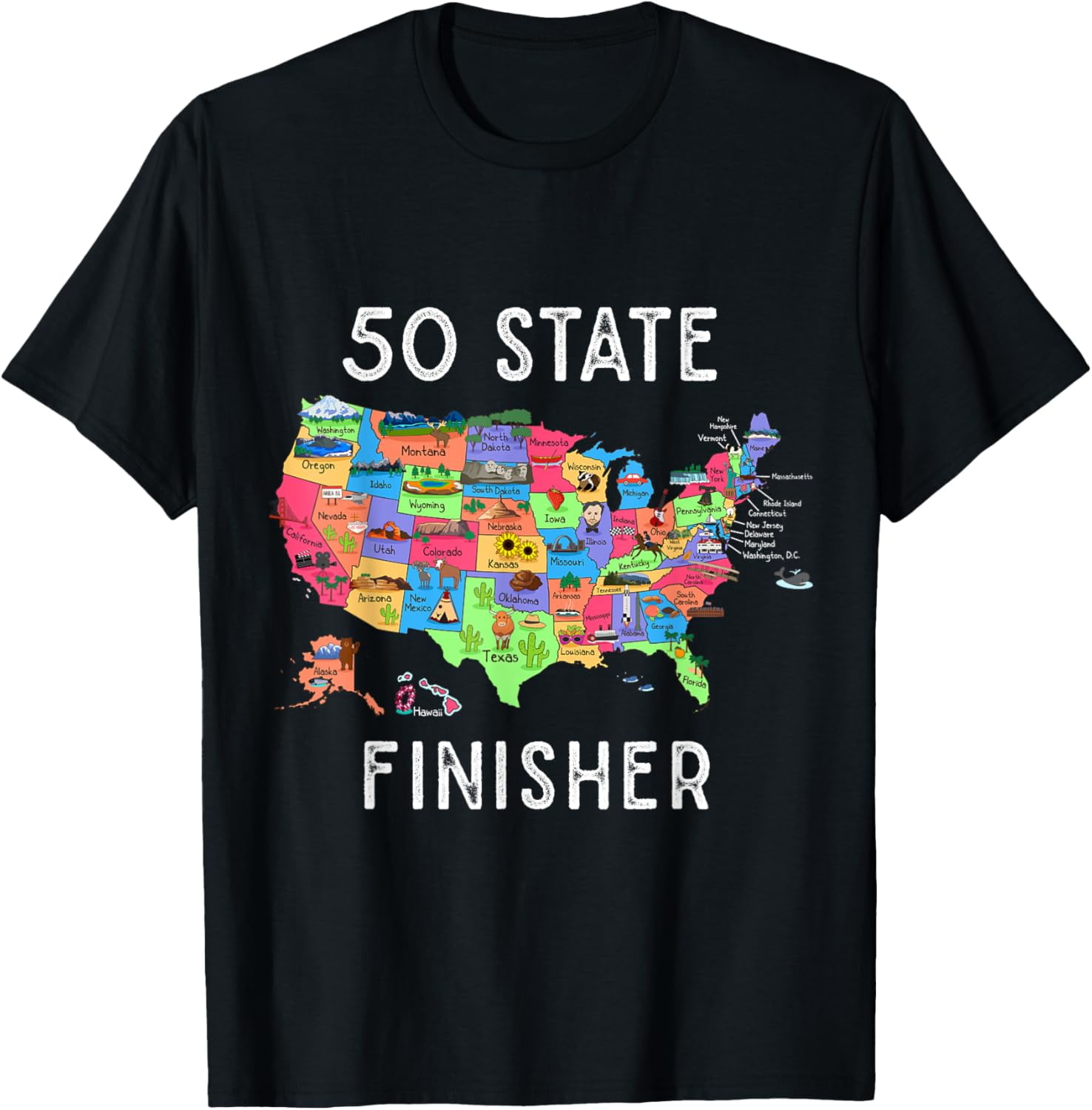 USA Travel Gift Visit 50 States Map T-Shirt - Walmart.com