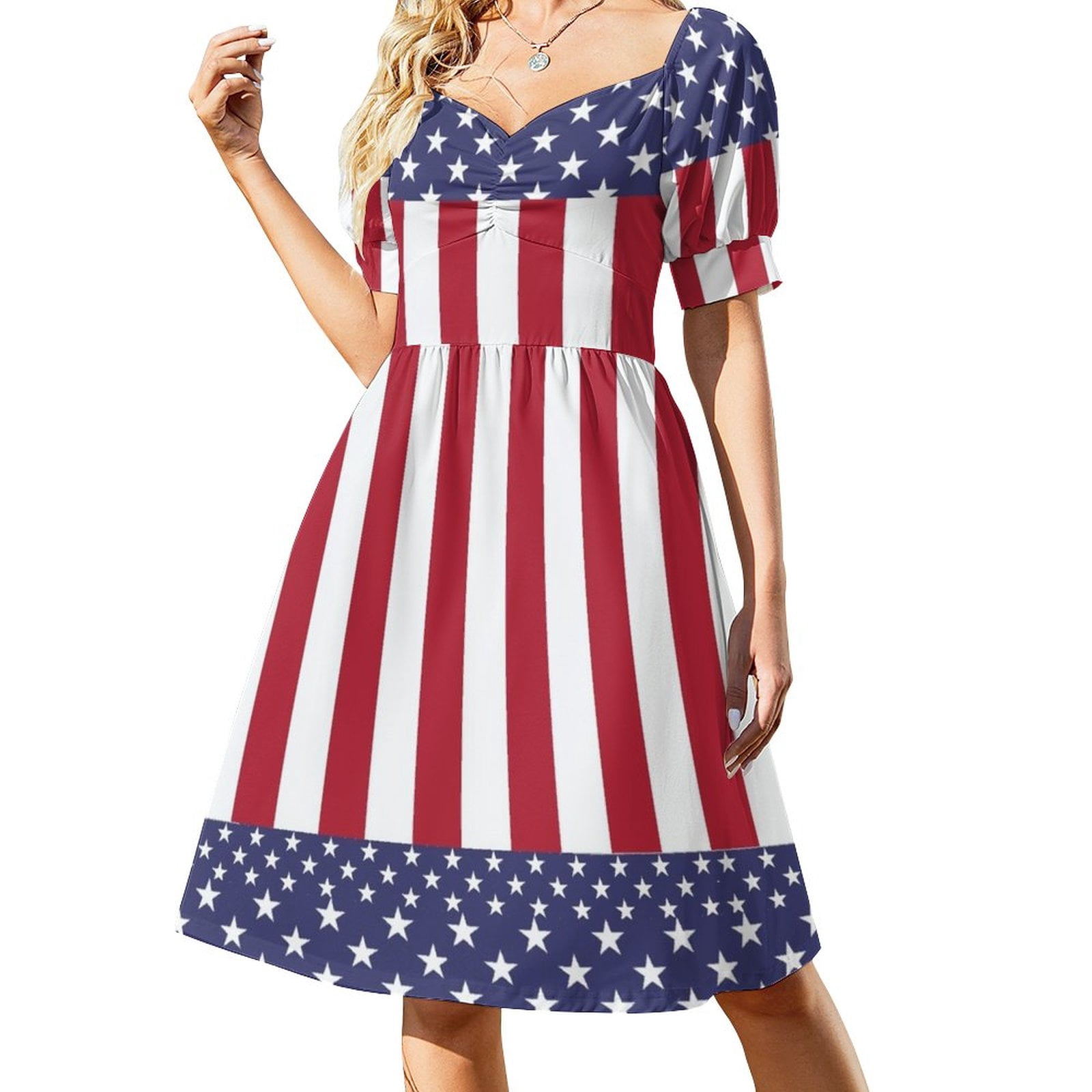 USA US FLAG RED BLUE WHITESTARS AMIRECA Dress dresses for woman 2024 ...
