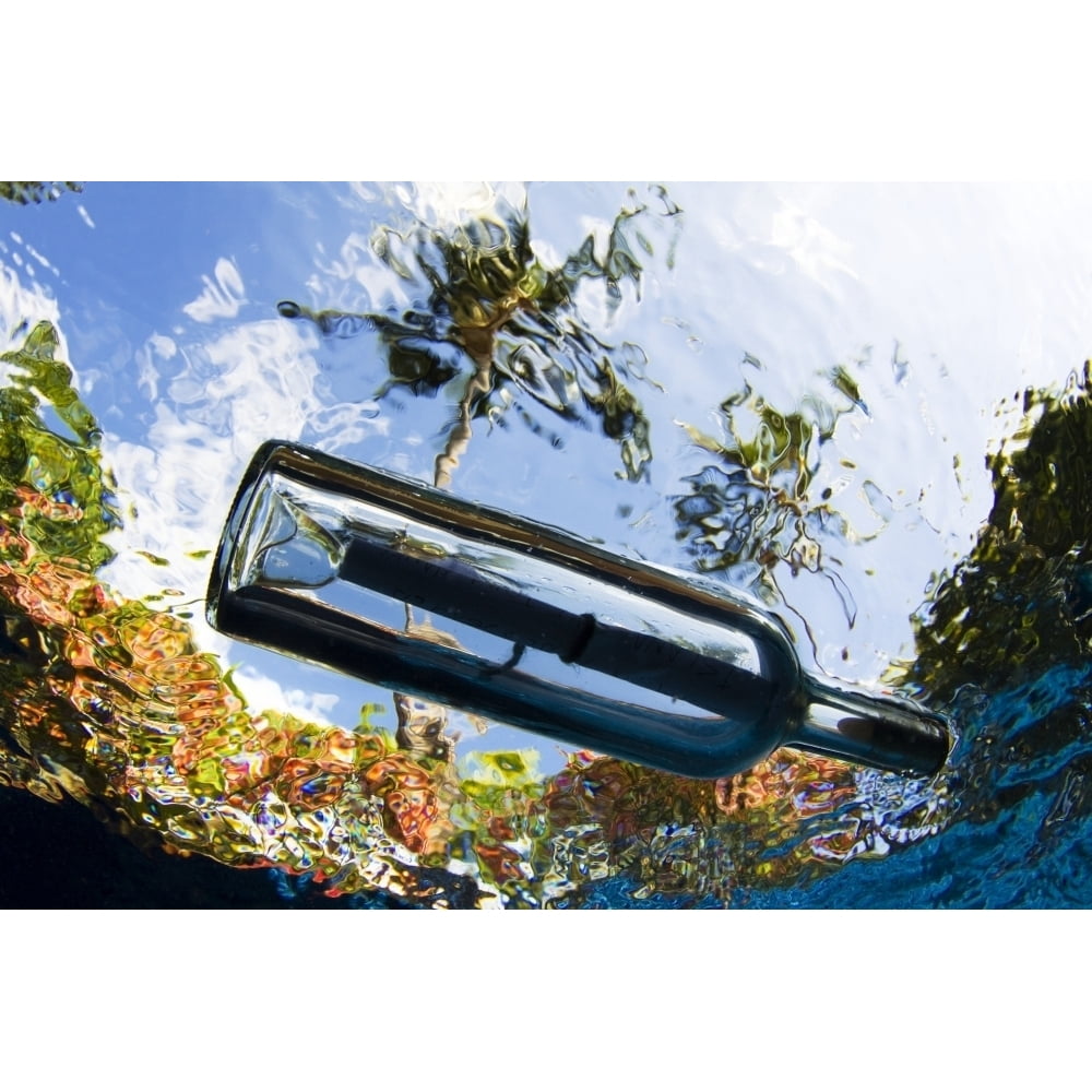 USA, Underwater View Of Message In Bottle; Hawaii Islands Poster Print ...