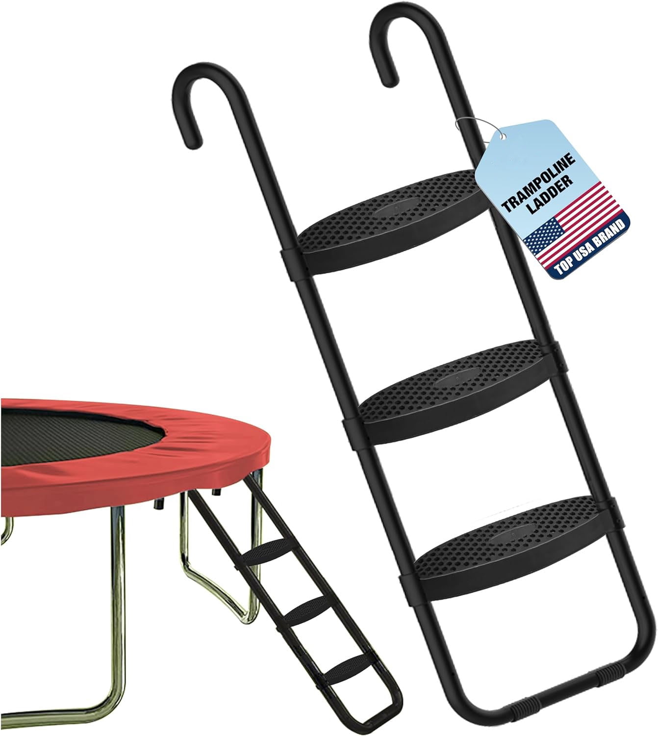 USA Universal Easy-to-Assemble 3 Steps Trampoline Ladder with ...
