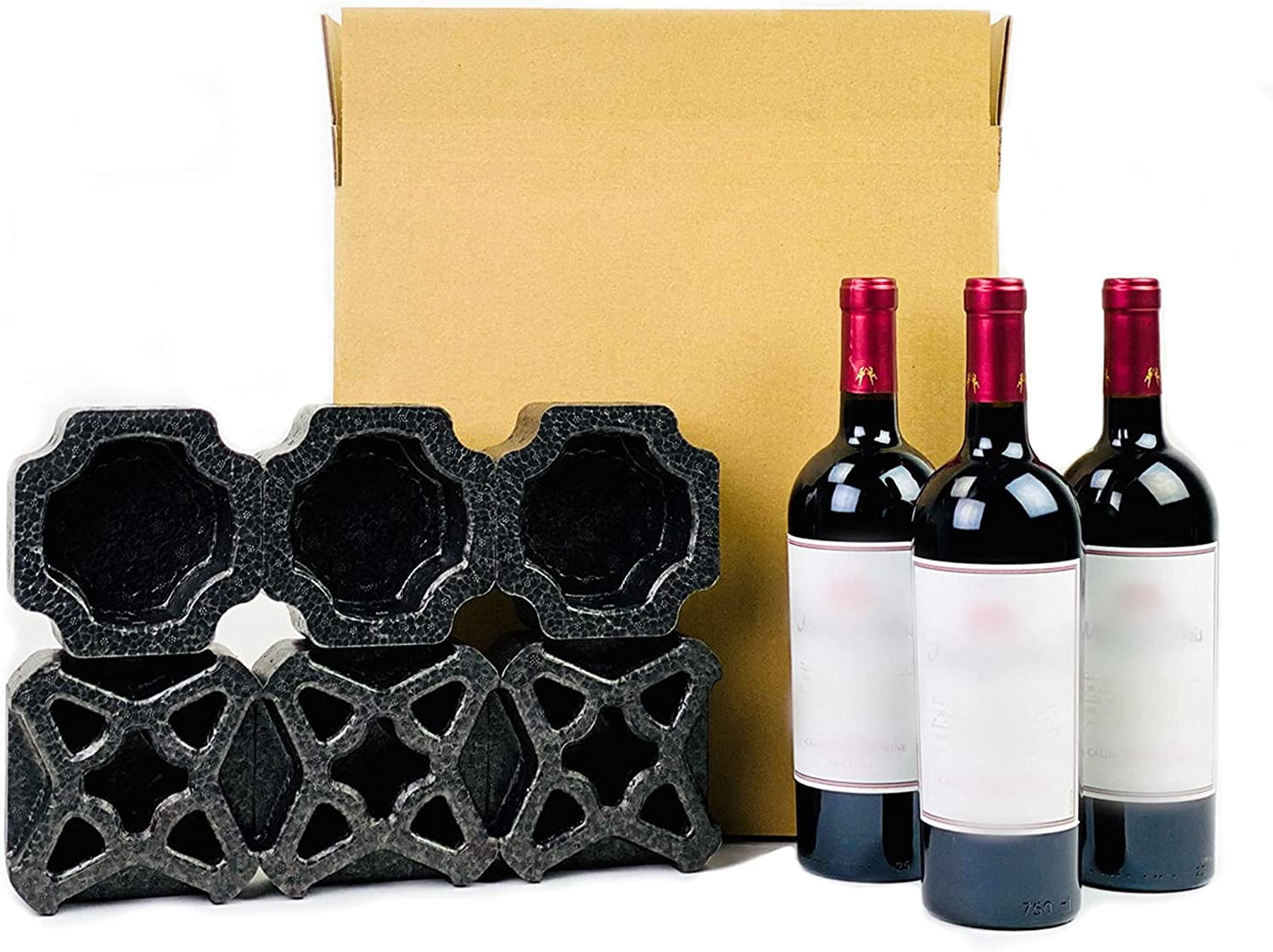 USA Universal Triple Bottle Wine Shipping Box - 4 Pack - All-in-One ...