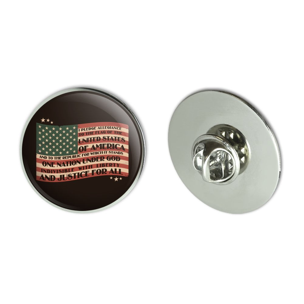 USA Vintage Flag Pledge of Allegiance Metal 1.1" Tie Tack Hat Lapel Pin ...