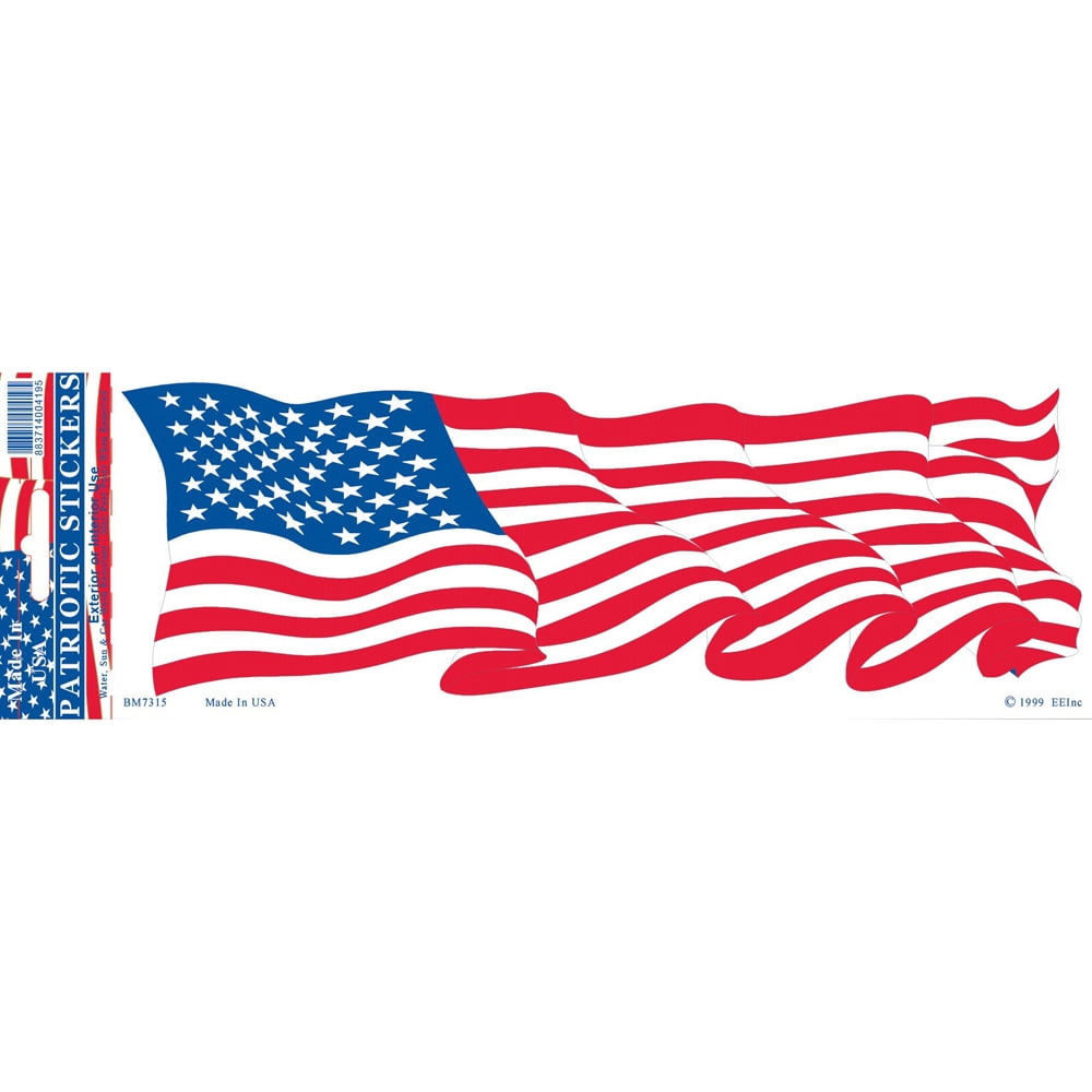 USA Wavy Flag Patriotic Bumper Sticker 3-1/4 by 9-1/2 Inches - Walmart ...