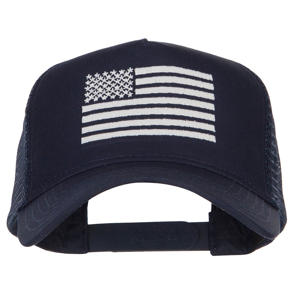 USA White Line Flag Embroidered Mesh Cap - Navy OSFM - Walmart.com