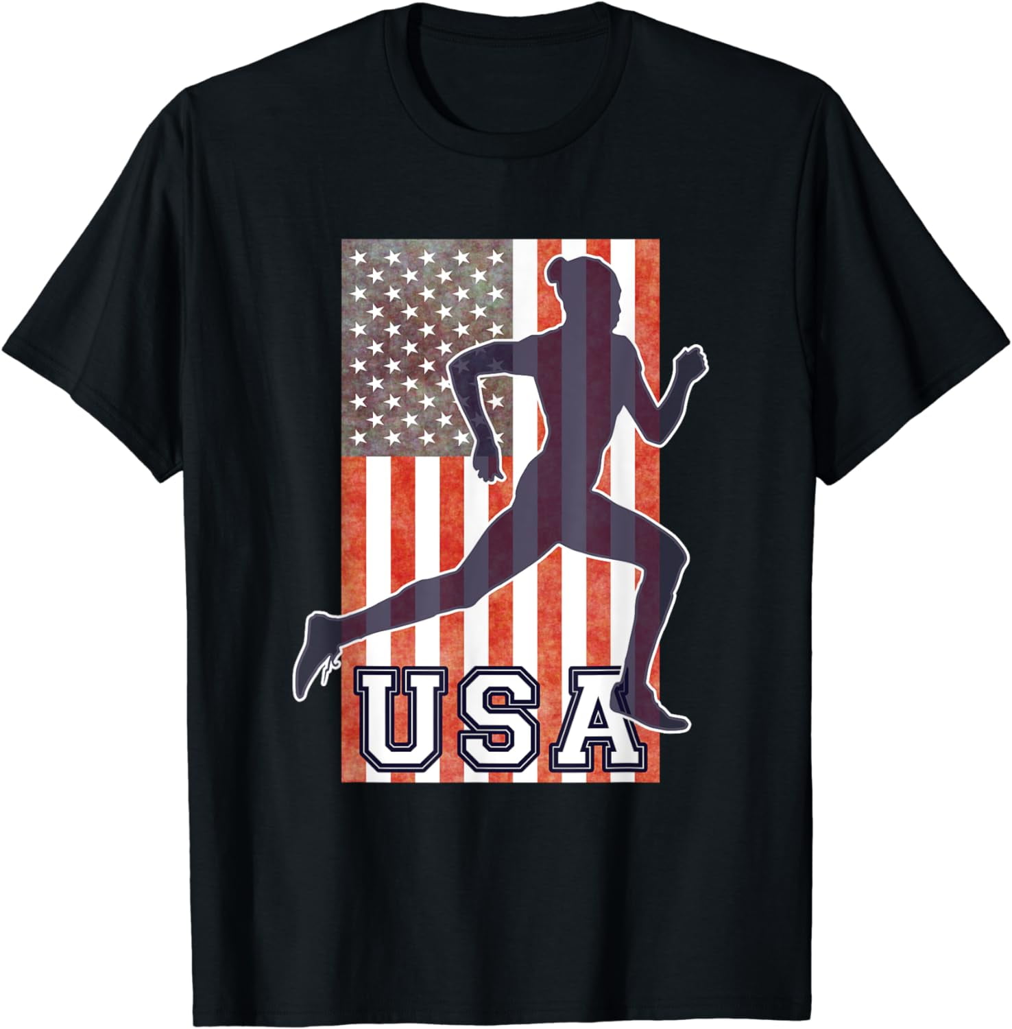USA Women Running Track & Field Team American Flag Runner T-Shirt ...