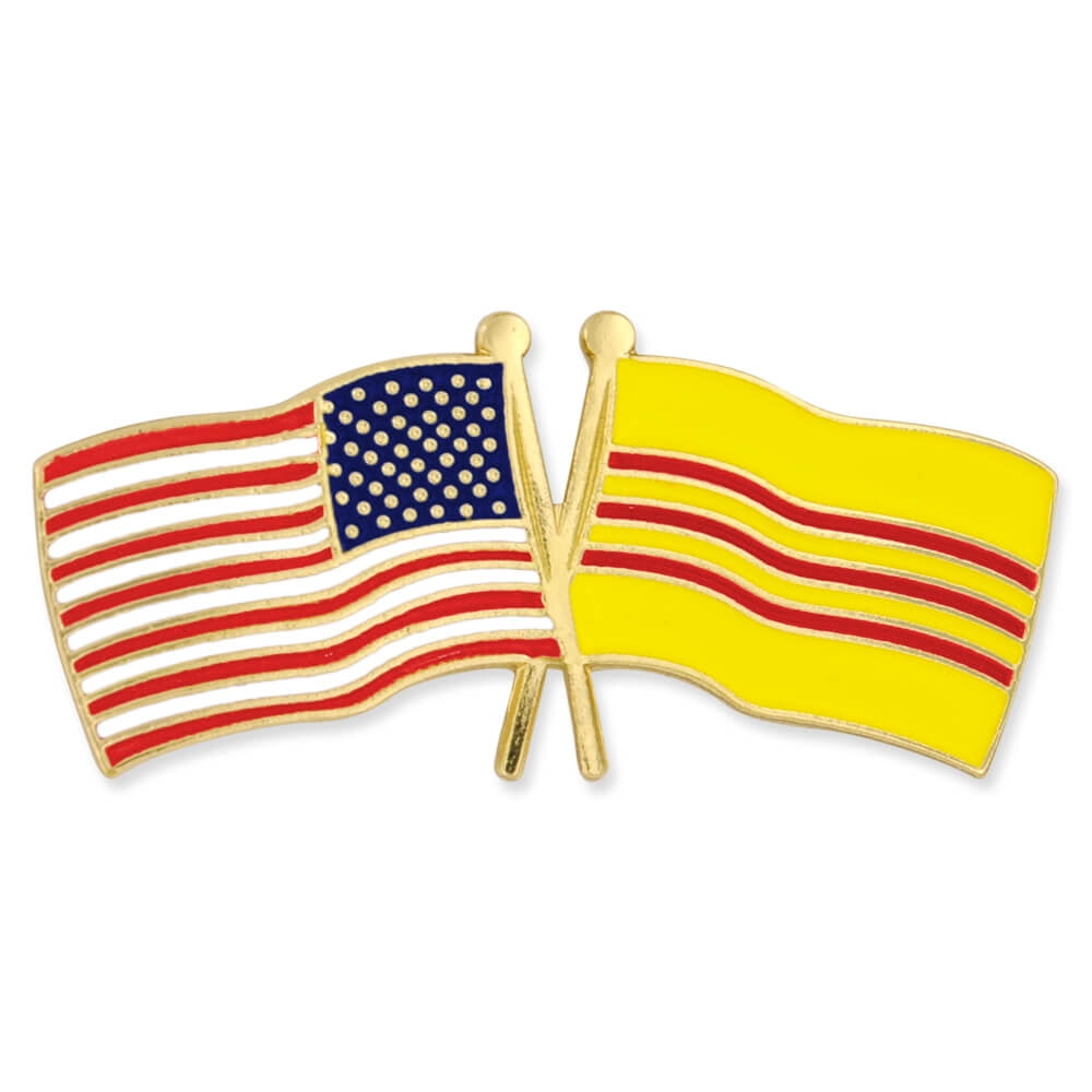 USA and South Vietnam Crossed Friendship Flag Enamel Lapel Pin ...