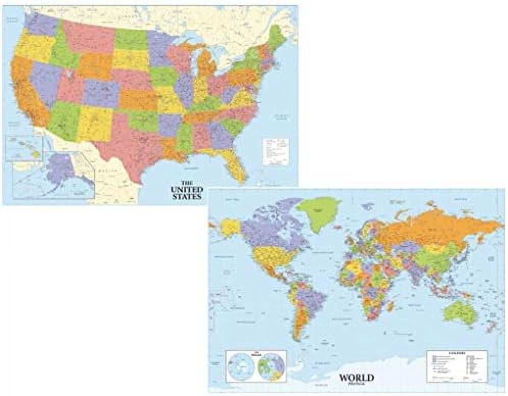 - USA and World Map Set, Peel & Stick, Self-Adhesive, Removable ...