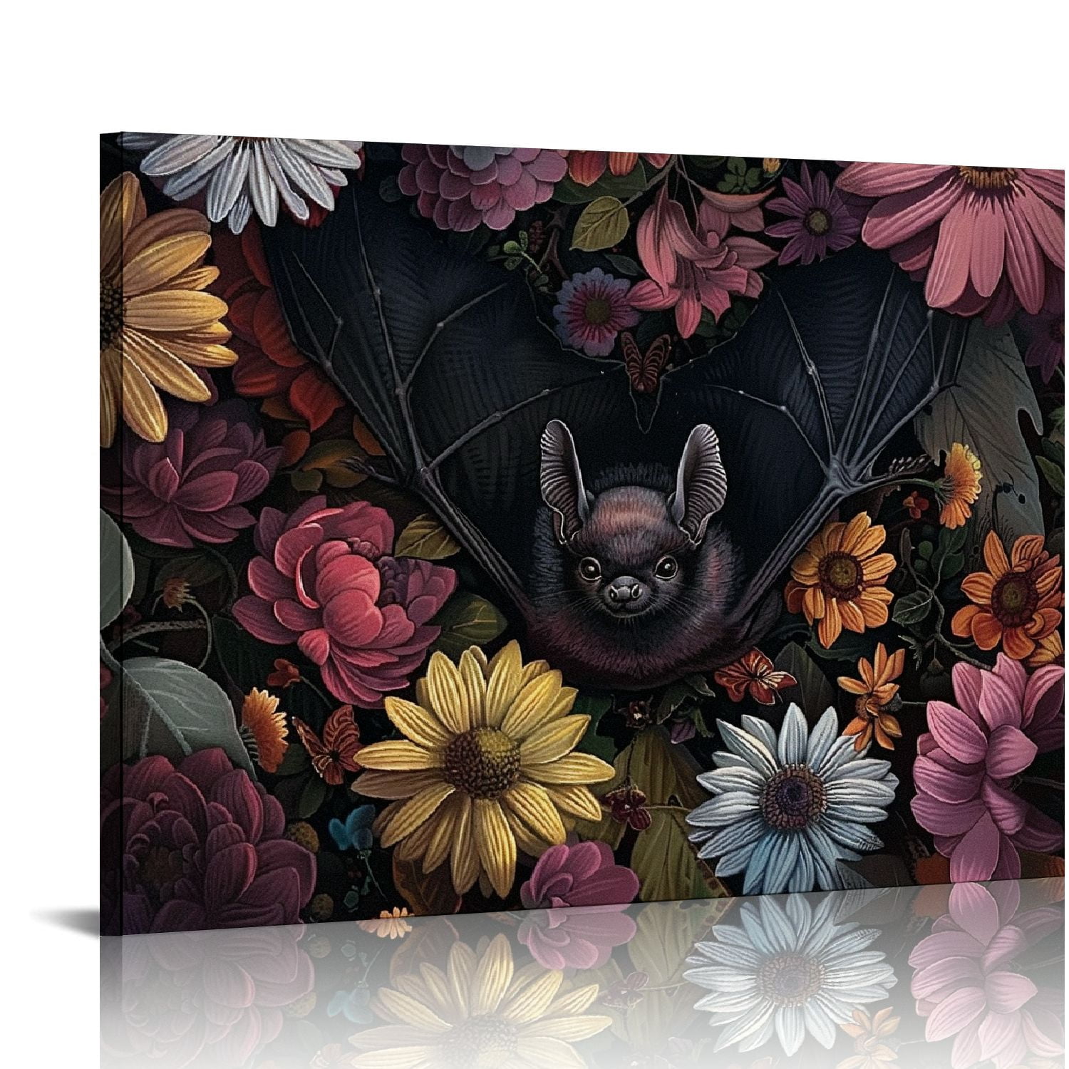 USA99 Albino Fruit Bat,Floral Vintage, Botanical Gothic Wall Art Decor ...