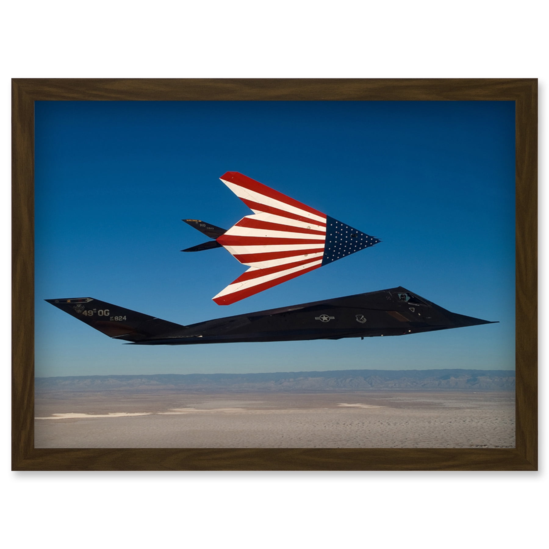 USAF F-117 Nighthawks in Flight with American Flag Stealth Stars And ...