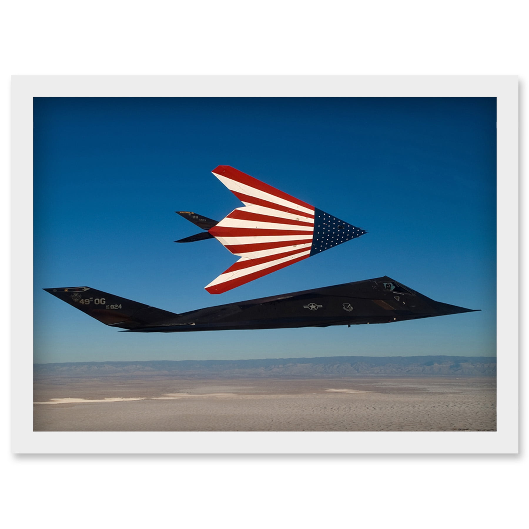 USAF F-117 Nighthawks in Flight with American Flag Stealth Stars And ...