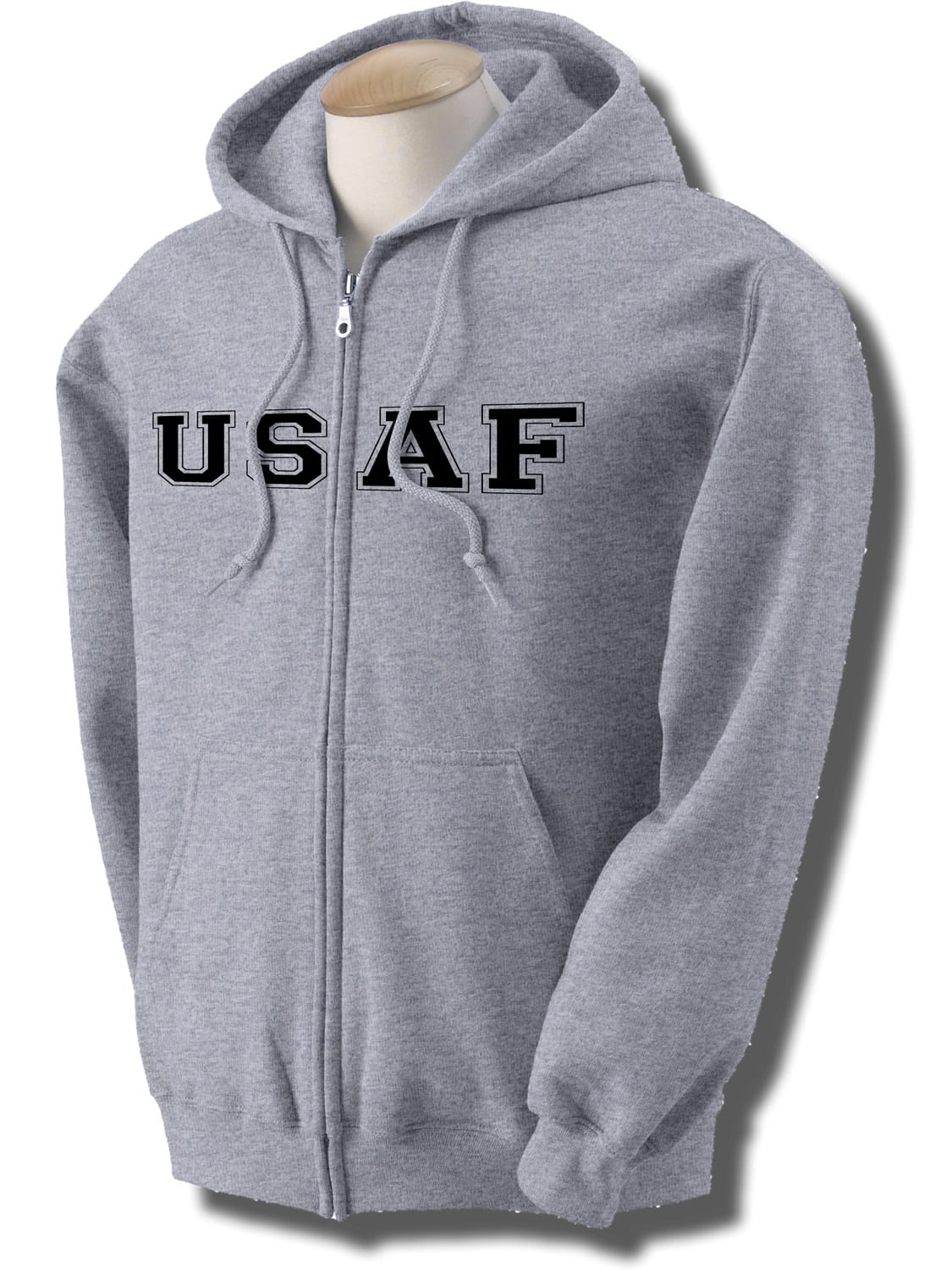 USAF Full-Zip Hooded Sweatshirt in Gray - Walmart.com