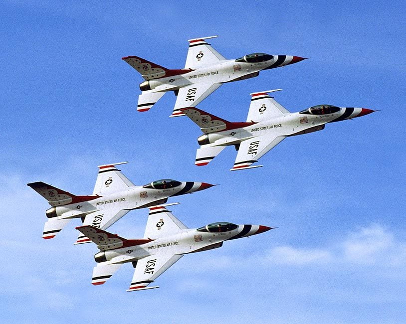 USAF Thunderbirds Banking Formation Style - A - 12x18 Inch Laminated ...