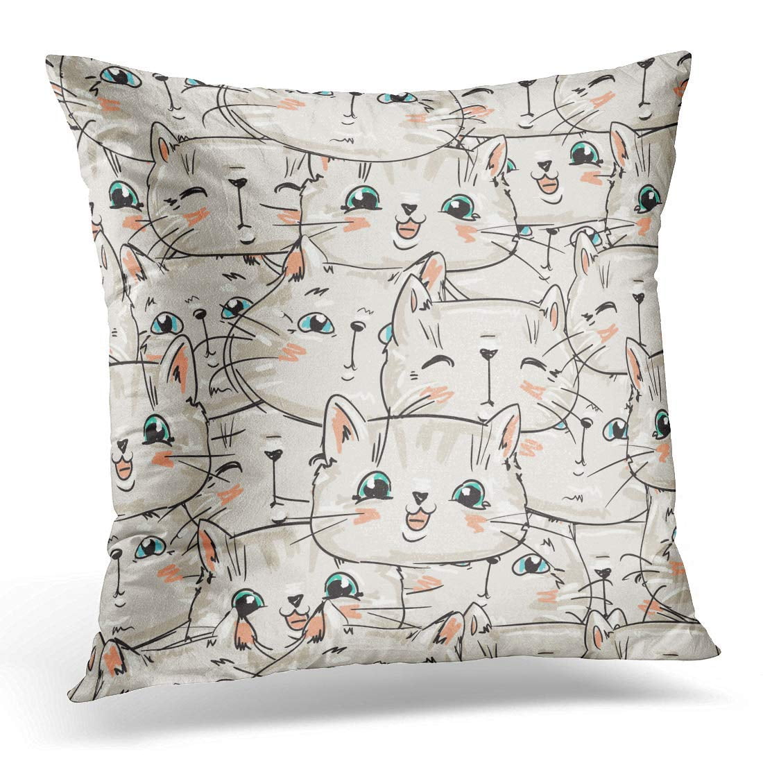 USART Animal Cat Pattern Kittens Cute Sketch Graphic Design Textiles ...